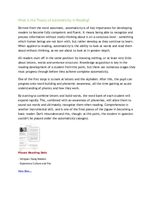 (DOC) What is the Theory of Automaticity in Reading