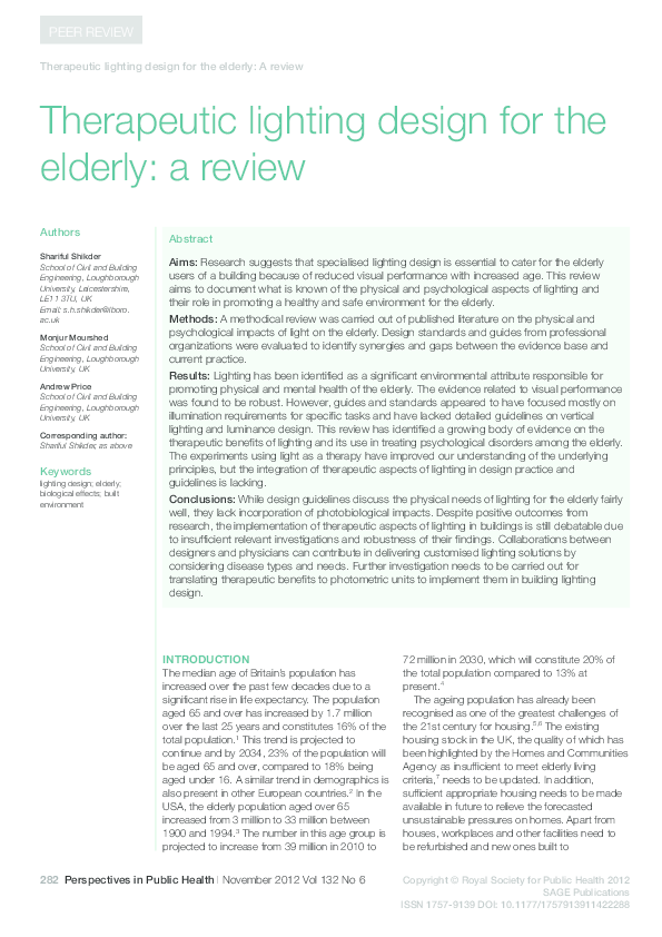(PDF) Therapeutic lighting design for the elderly: A review Therapeutic ...
