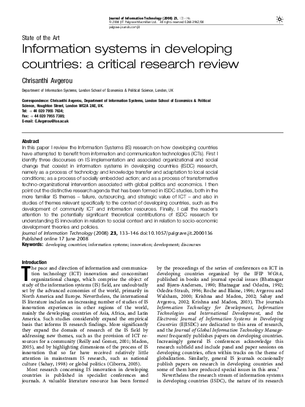 (PDF) State of the Art Information systems in developing countries: a ...