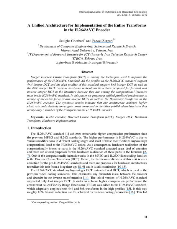 Pdf A Unified Architecture For Implementation Of The Entire