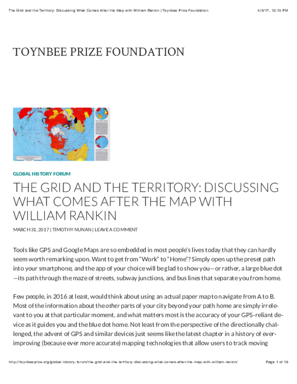 (PDF) The Grid and the Territory: Discussing What Comes After the Map ...