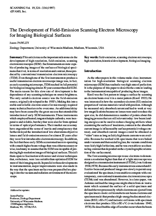 (PDF) The development of field-emission scanning electron microscopy ...
