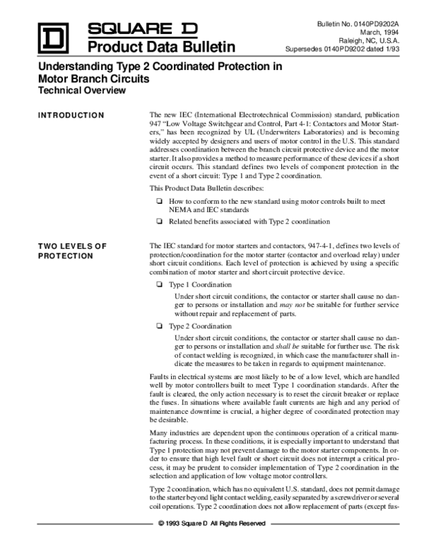 (PDF) Understanding Type 2 Coordinated Protection in Motor Branch ...