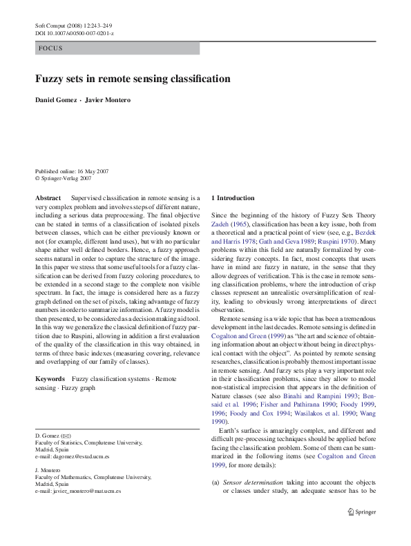 (PDF) Fuzzy sets in remote sensing classification