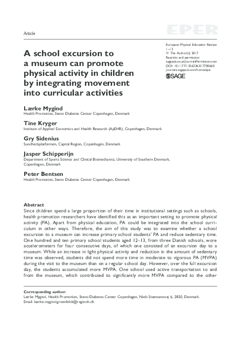 (PDF) A school excursion to a museum can promote physical activity in ...