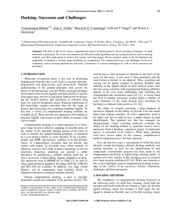 (PDF) Docking: Successes and Challenges