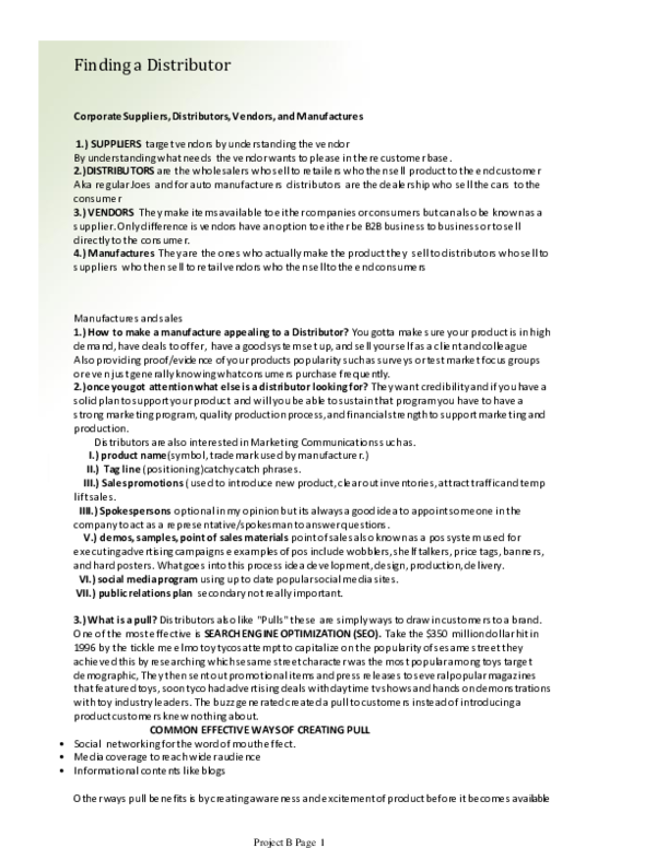 (PDF) Finding a Distributor
