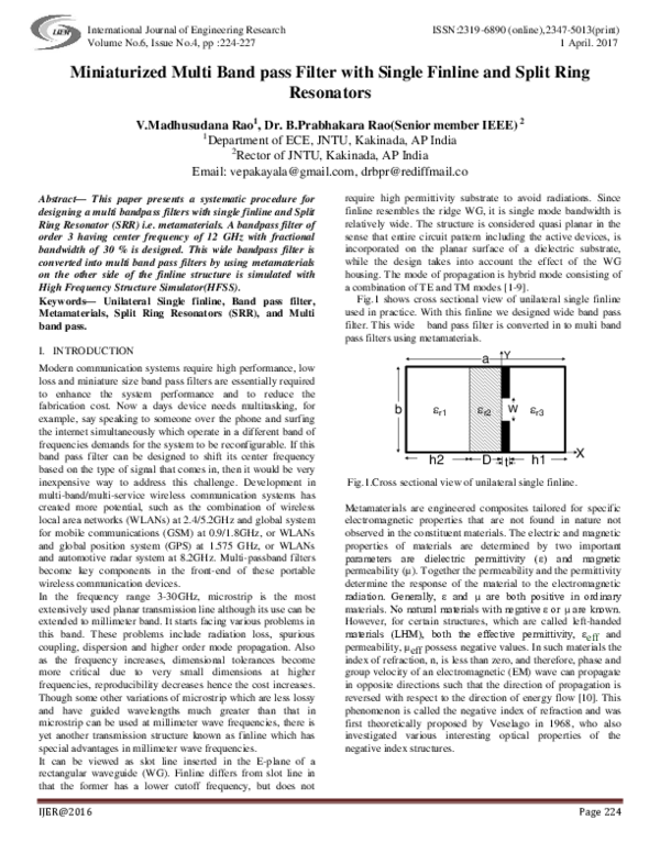 (PDF) Miniaturized Multi Band pass Filter with Single Finline and Split ...