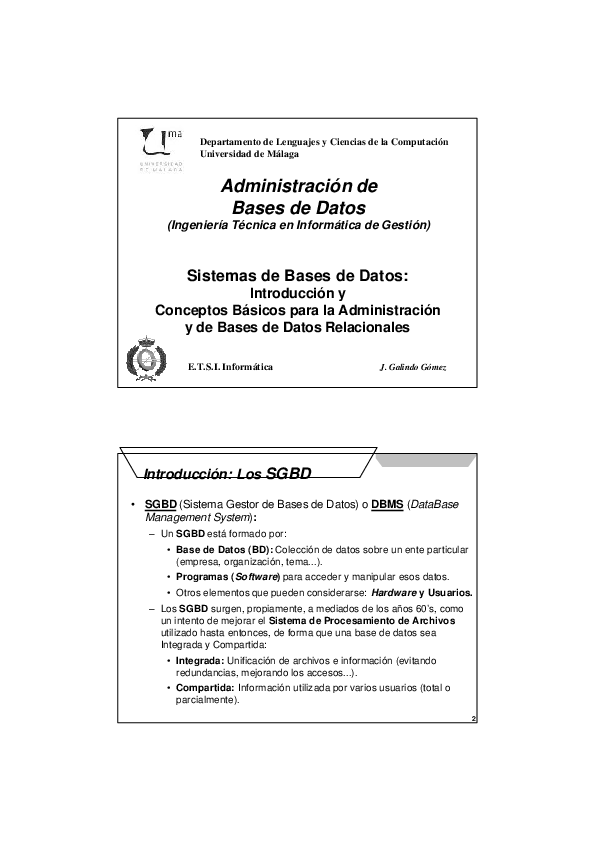 (PDF) Sistemas de Bases de Datos: Introducción y Conceptos Básicos para la Administración y de ...