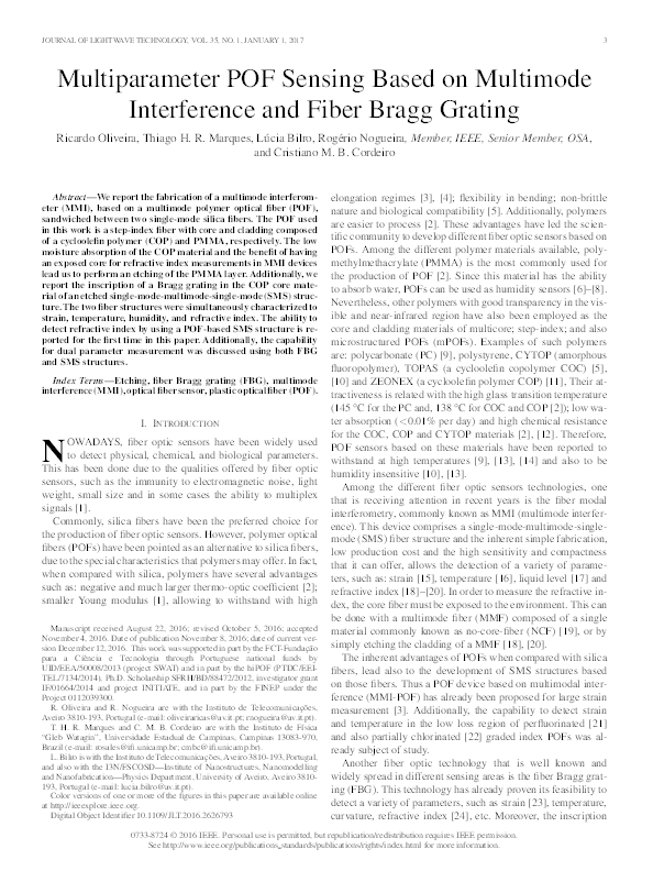 (PDF) Multiparameter POF Sensing Based on Multimode Interference and Fiber Bragg Grating
