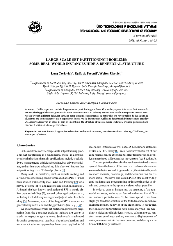 (PDF) Large‐scale set partitioning problems: Some real‐world instances ...