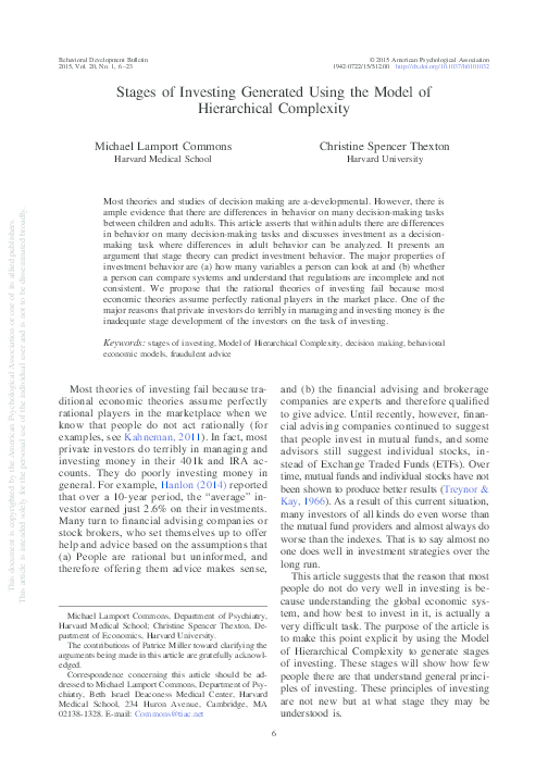 (PDF) Stages of Investing Generated Using the Model of Hierarchical ...