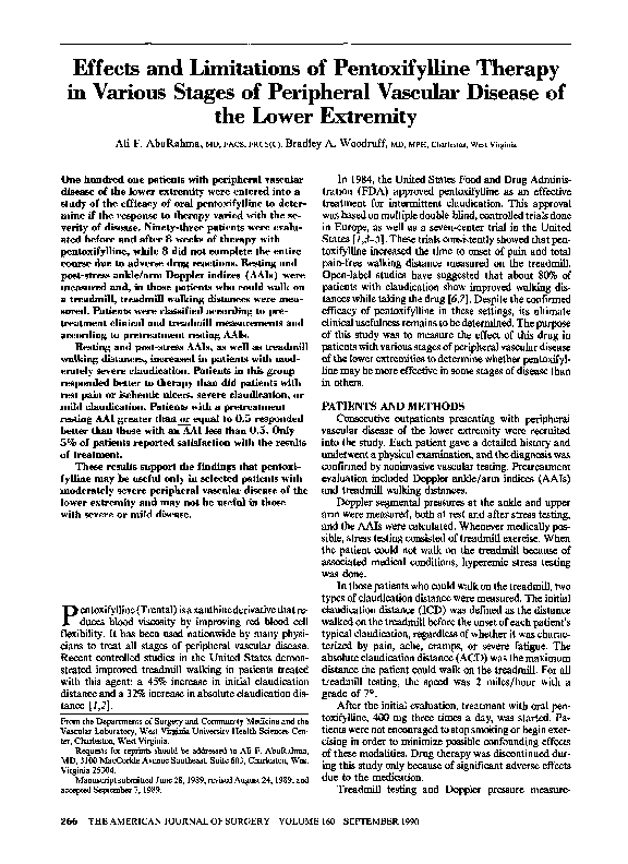 (PDF) Effects and limitations of pentoxifylline therapy in various ...