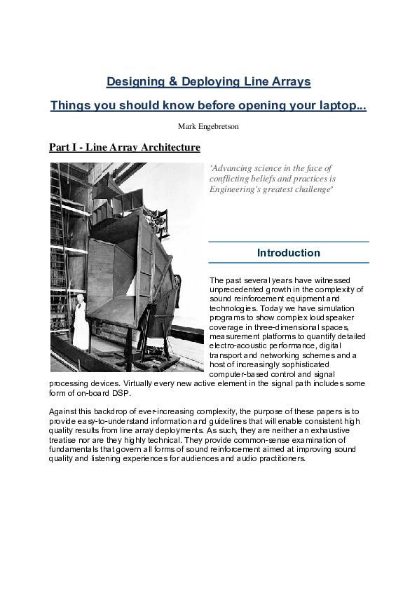 (PDF) Designing & Deploying Line Arrays/ Line Array Architecture