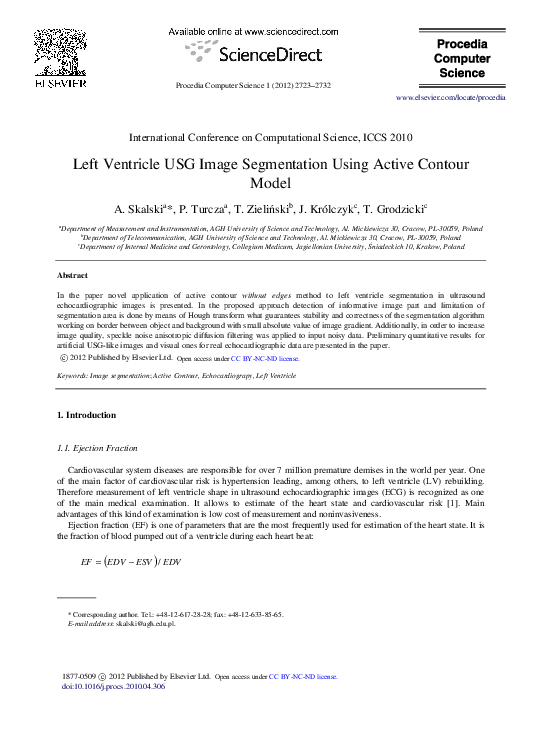 (PDF) Left Ventricle USG Image Segmentation Using Active Contour Model