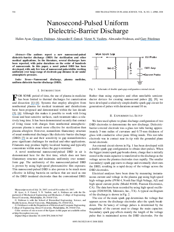 (PDF) Nanosecond-Pulsed Uniform Dielectric-Barrier Discharge