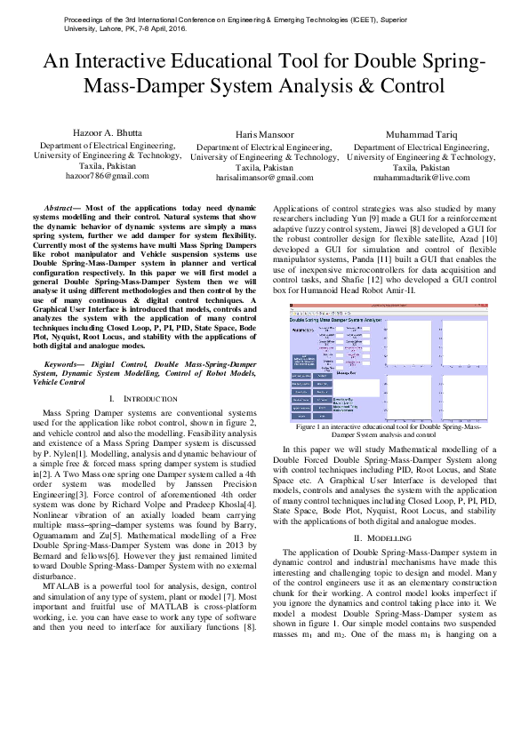 (PDF) An Interactive Educational Tool for Double Spring- Mass-Damper ...