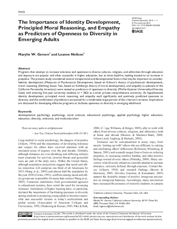 (PDF) The Importance of Identity Development, Principled Moral ...