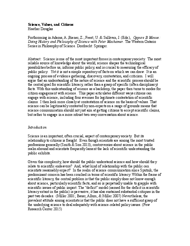 (DOC) Science, Values, and Citizens