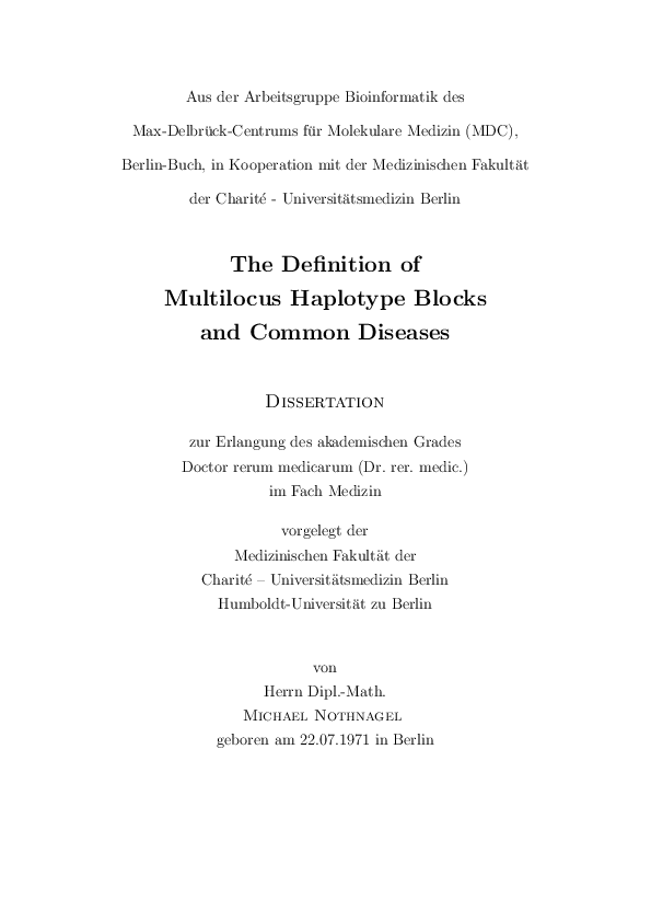 (PDF) The definition of multilocus haplotype blocks and common diseases