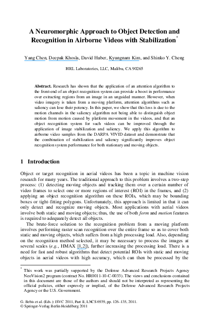 Pdf A Neuromorphic Approach To Object Detection And Recognition In