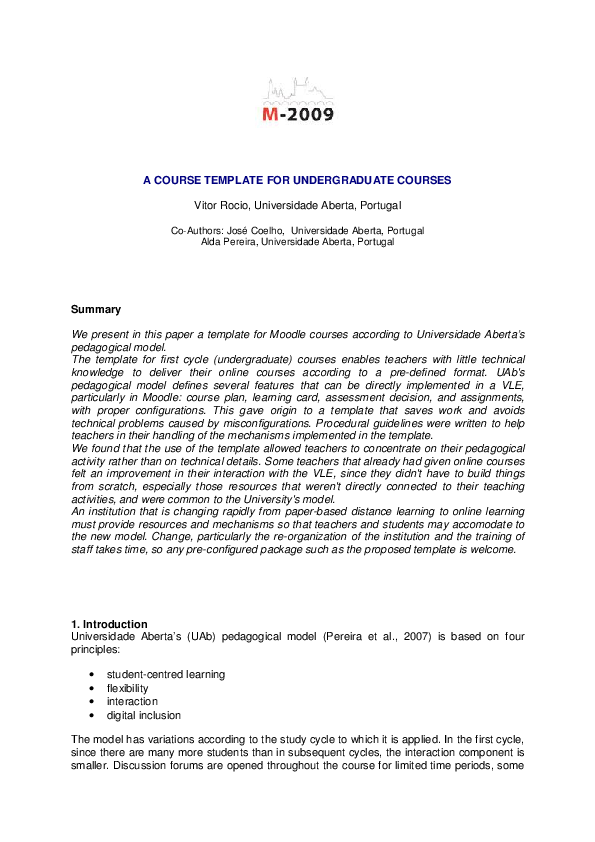 (PDF) A course template for undergraduate courses