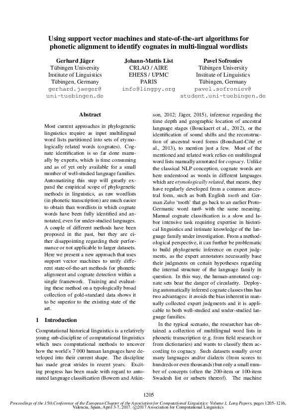 Pdf Using Support Vector Machines And State Of The Art Algorithms For Phonetic Alignment To