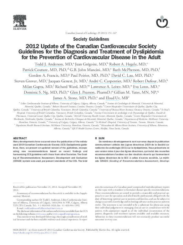 (PDF) 2012 Update of the Canadian Cardiovascular Society Guidelines for ...