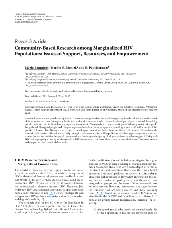 (PDF) Community-Based Research among Marginalized HIV Populations ...