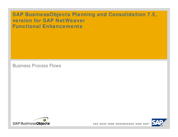Pdf Business Process Flows Sap Businessobjects Planning And Consolidation 7 5 Version For Sap