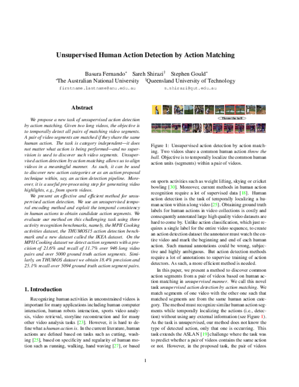 Pdf Unsupervised Human Action Detection By Action Matching Basura Fernando