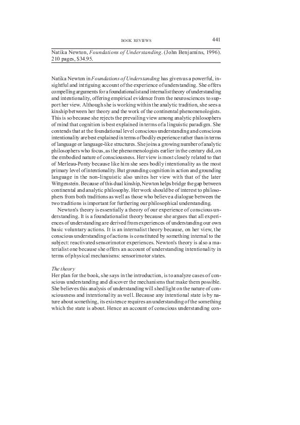 (PDF) Natika Newton, Foundations of Understanding | Kathleen Wider ...