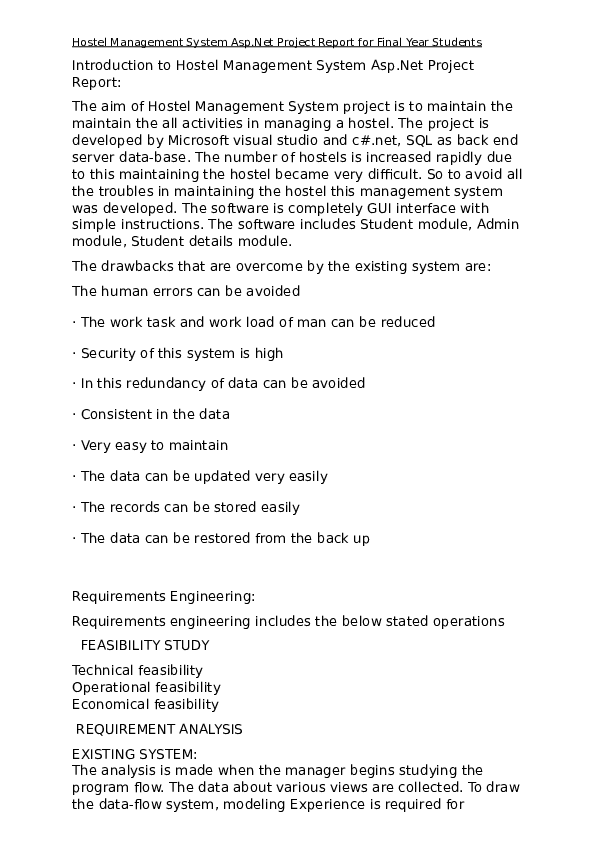 (DOC) Hostel Management System Asp