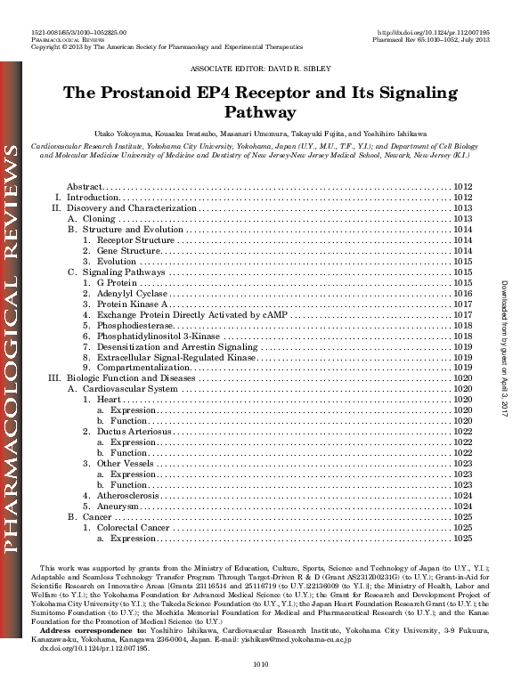 (PDF) The Prostanoid EP4 Receptor and Its Signaling Pathway