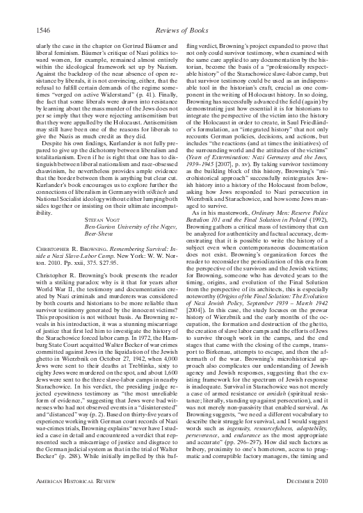 (PDF) Christopher R. Browning . Remembering Survival: Inside a Nazi ...