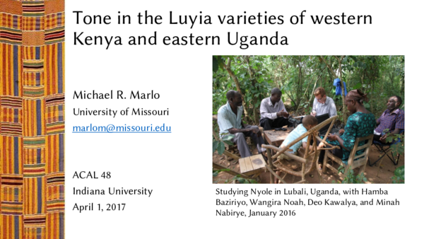 (PDF) Tone in the Luyia varieties of western Kenya and eastern Uganda
