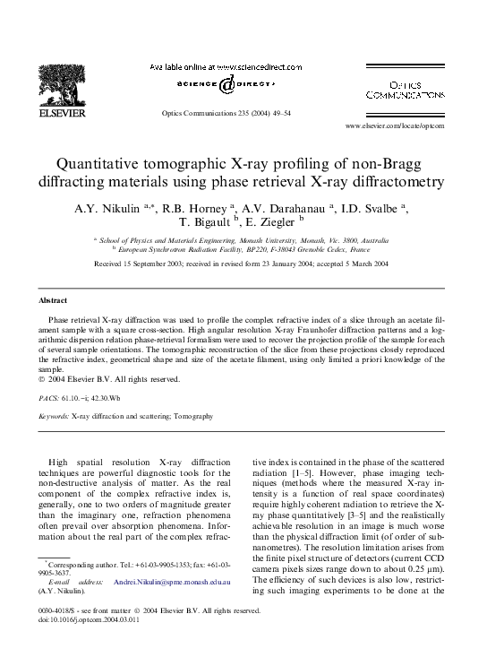 (PDF) Quantitative tomographic X-ray profiling of non-Bragg diffracting ...