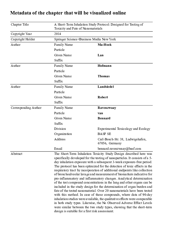 (PDF) A Short-Term Inhalation Study Protocol: Designed for Testing of ...