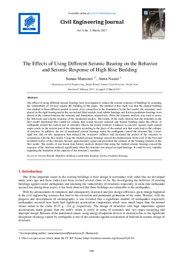 (PDF) The Effects of Using Different Seismic Bearing on the Behavior ...