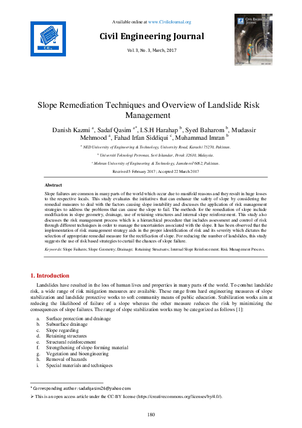 (PDF) Slope Remediation Techniques and Overview of Landslide Risk ...