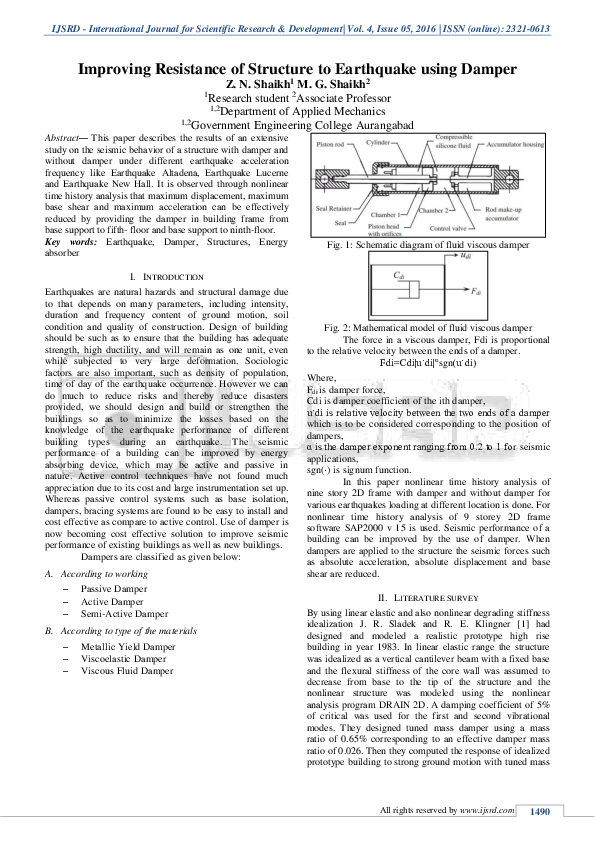(PDF) Improving Resistance of Structure to Earthquake using Damper