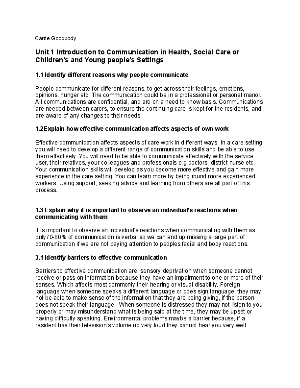 (DOC) Unit 1 Introduction to Communication in Health, Social Care or ...