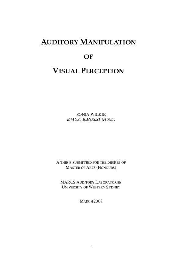 (PDF) Auditory manipulation of visual perception