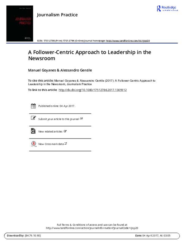 (PDF) A Follower-Centric Approach to Leadership in the Newsroom. The ...