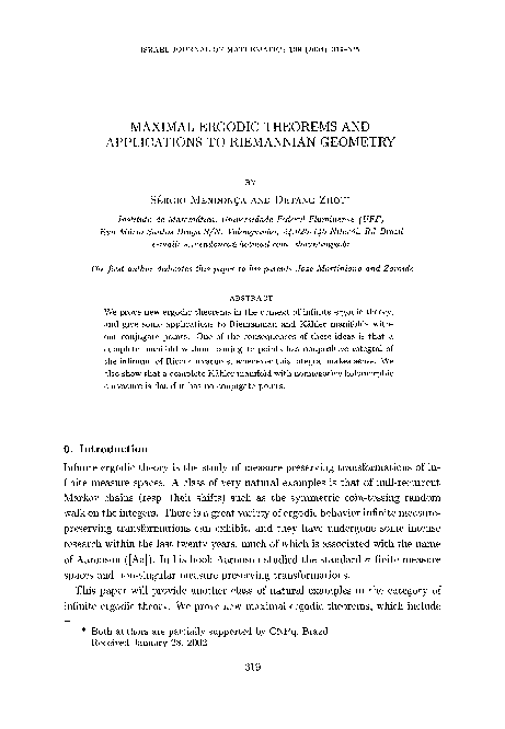 (PDF) Maximal ergodic theorems and applications to Riemannian geometry