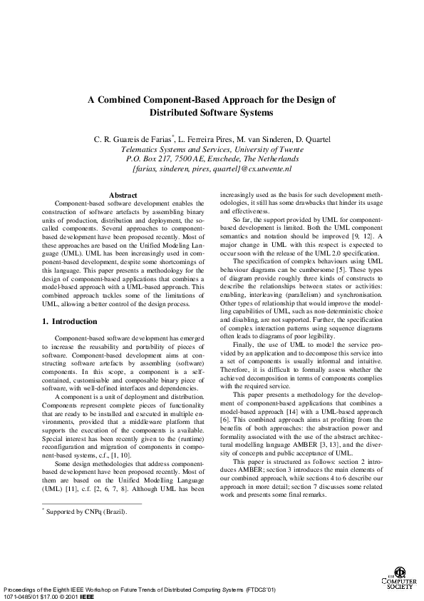 (PDF) A combined component-based approach for the design of distributed software systems