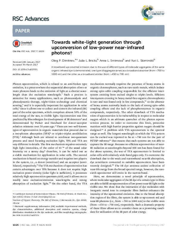 (PDF) Towards white-light generation through upconversion of low-power ...