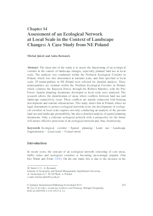 (PDF) Assessment of an Ecological Network at Local Scale in the Context ...