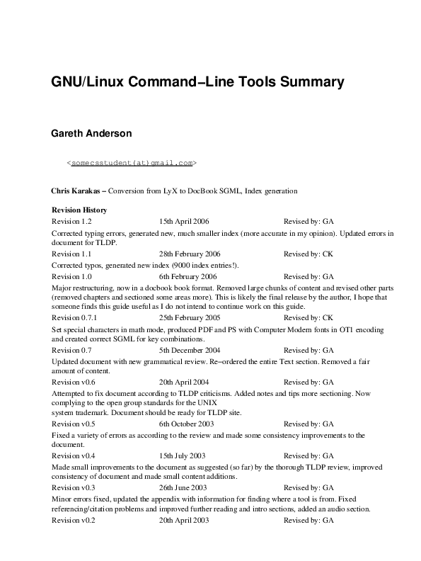(PDF) GNU/Linux Command−Line Tools Summary