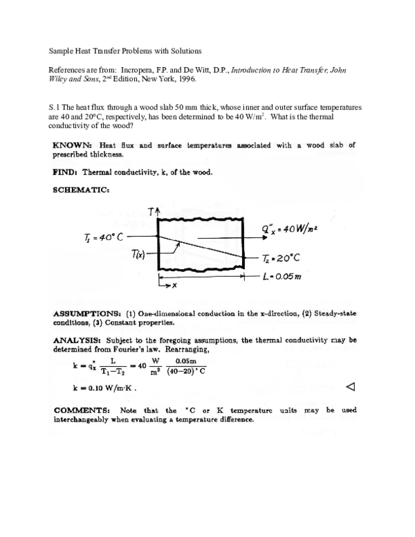(DOC) Sample Heat Transfer Problems with Solutions